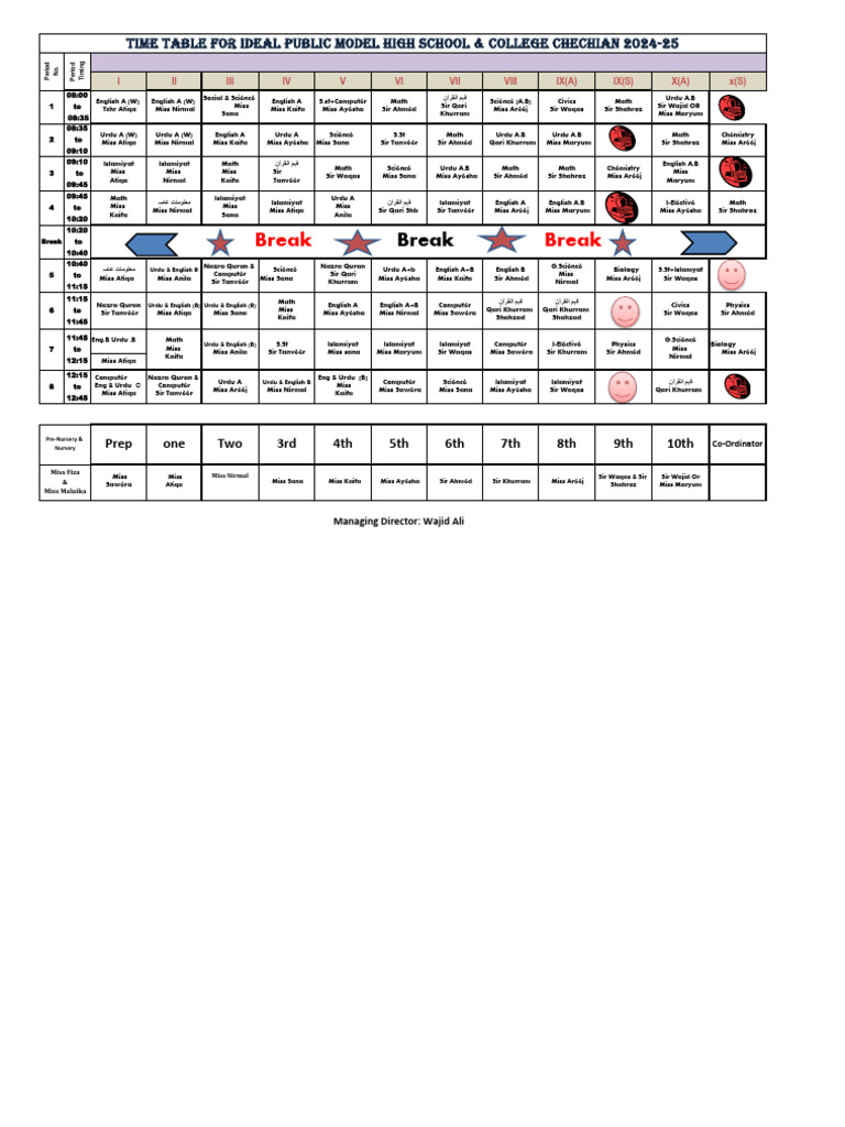Time Table 2024-25 Full Final | PDF