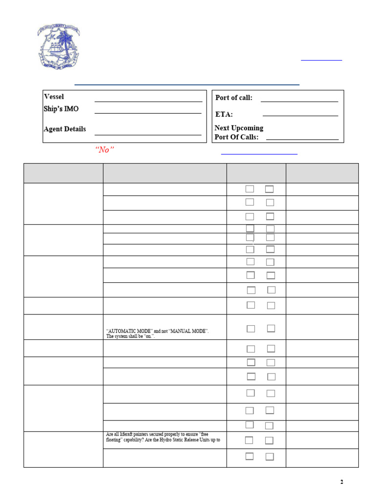 LIBERIA - rlm-258_prearrivalchecklist | PDF