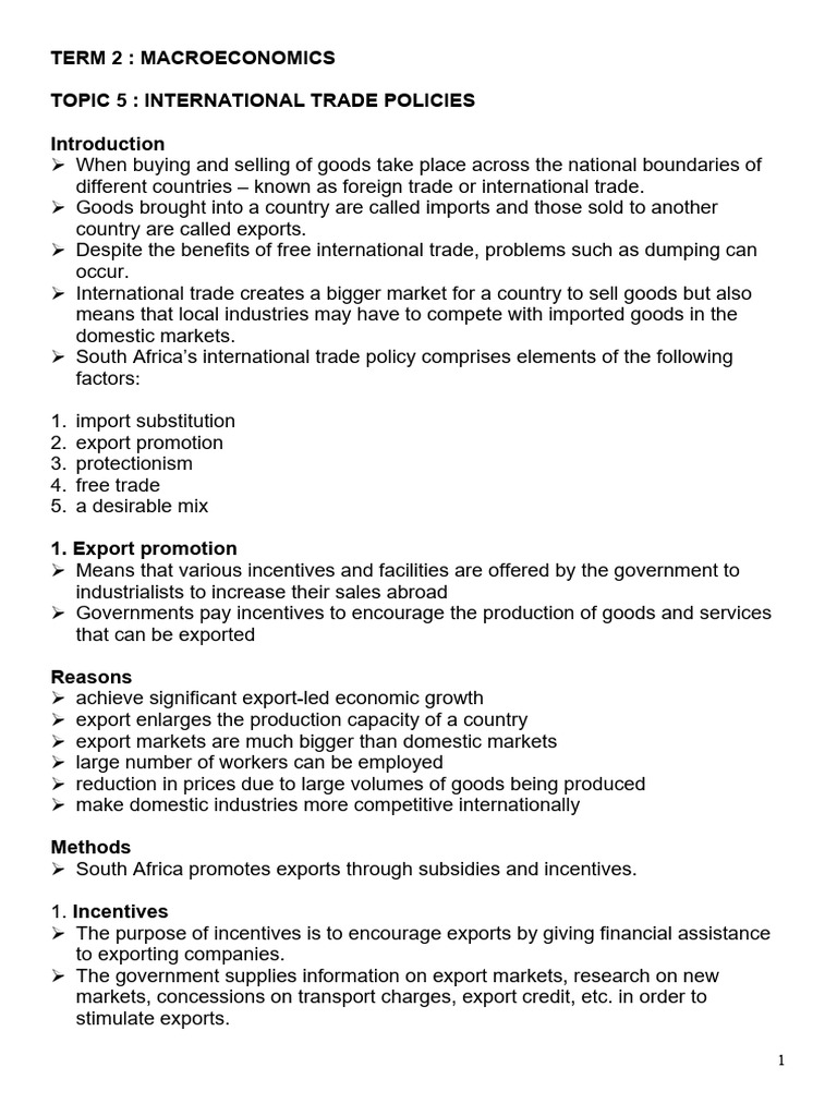 Macroeconomics International Trade Policies | PDF