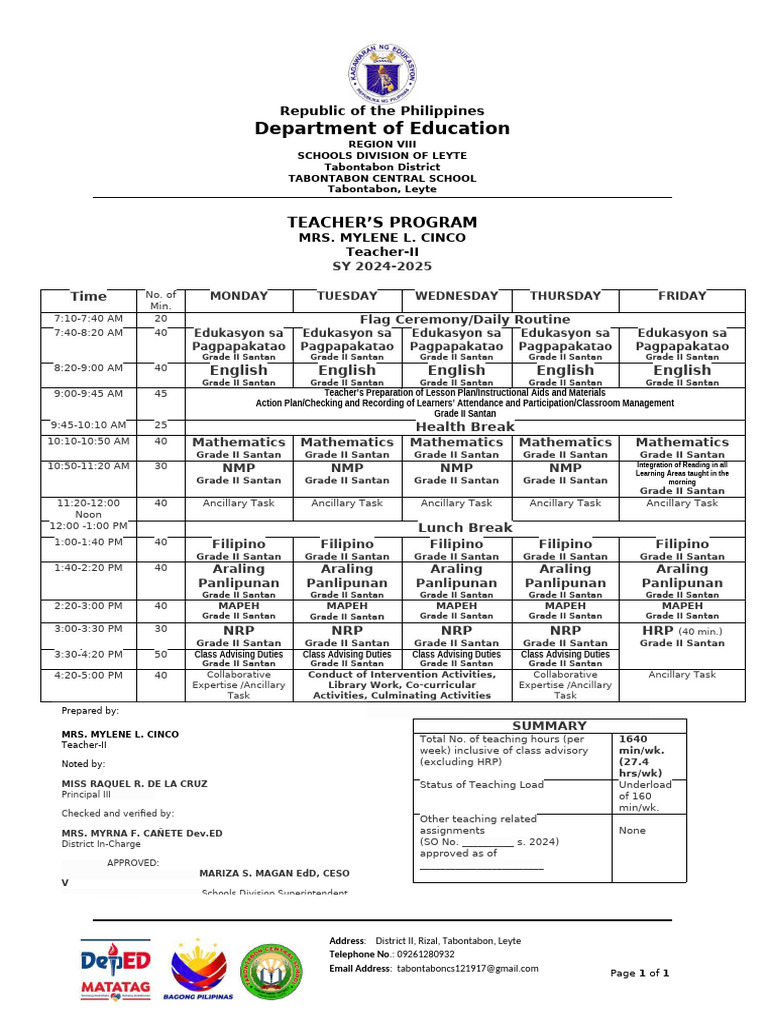 TEACHERS PROGRAM NEW TEMPLATE QMS Mylene | PDF
