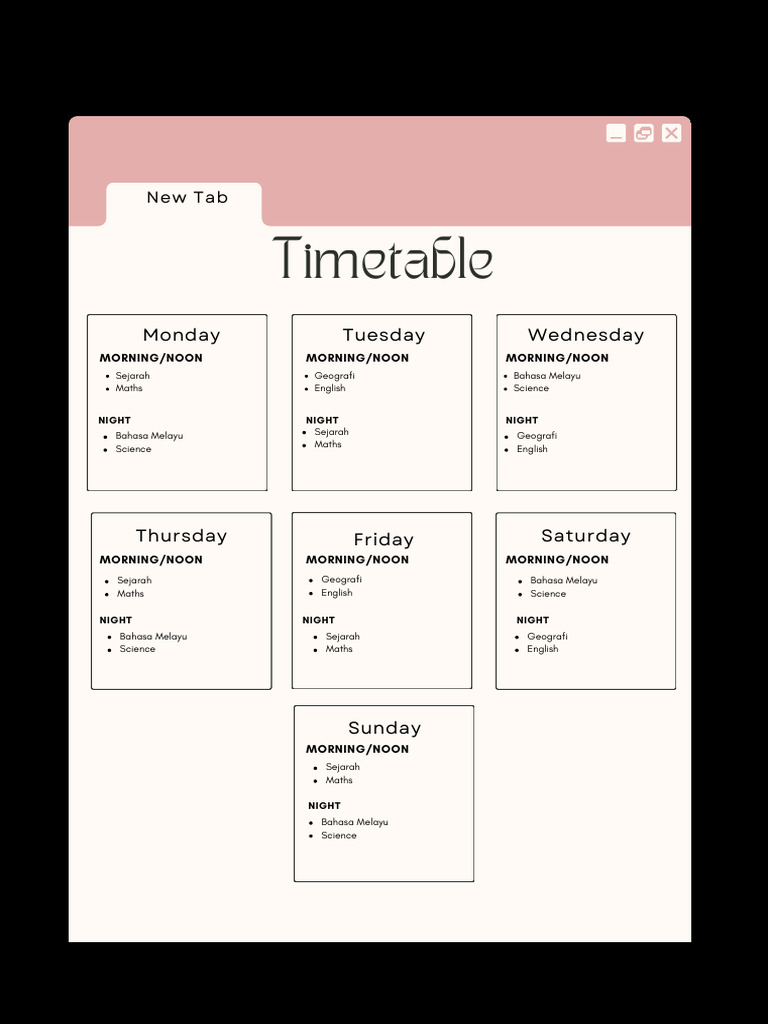 Blue Pink Modern UI School Timetable Planner | PDF