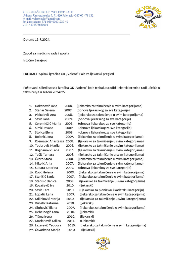 Spisak Ljekarski, Final | PDF