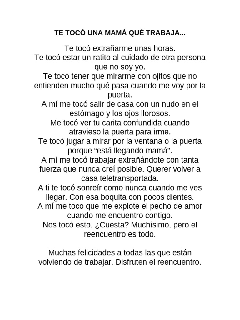 Te Tocó Una Mamá Qué Trabaja | PDF