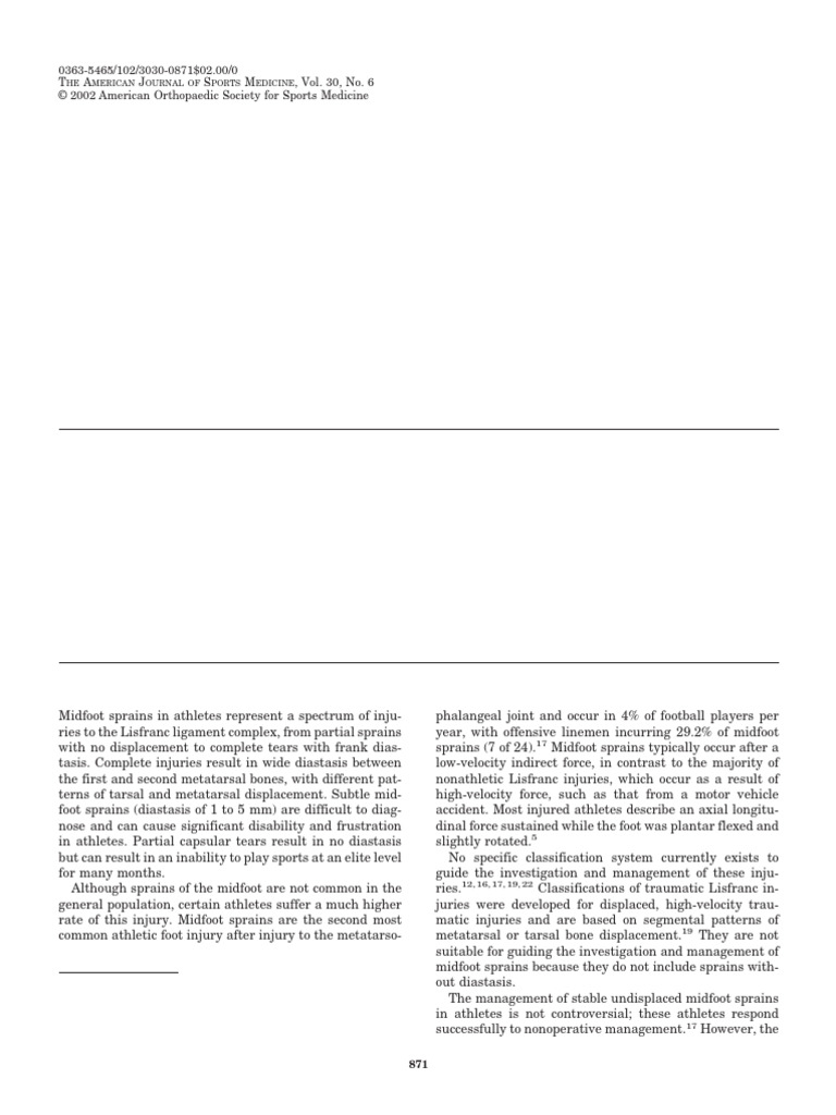 (2002) Classification, Investigation, and Management of Midfoot Sprains ...