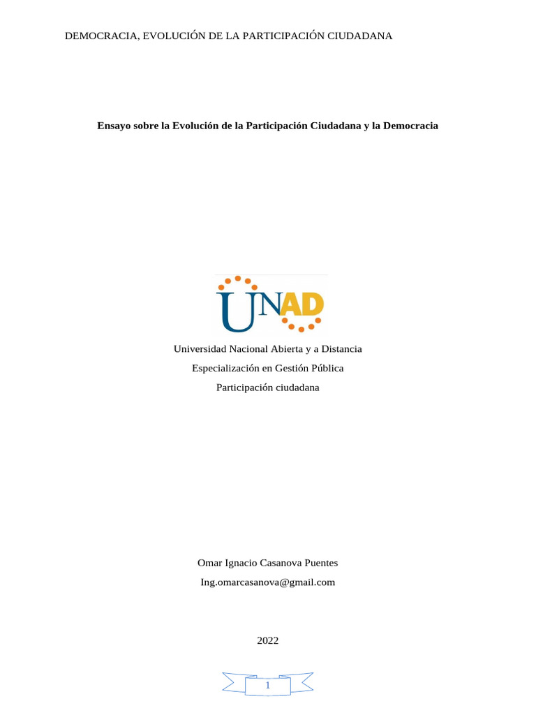 Ensayo Participación Ciudadana 1 | PDF | Democracia | Política