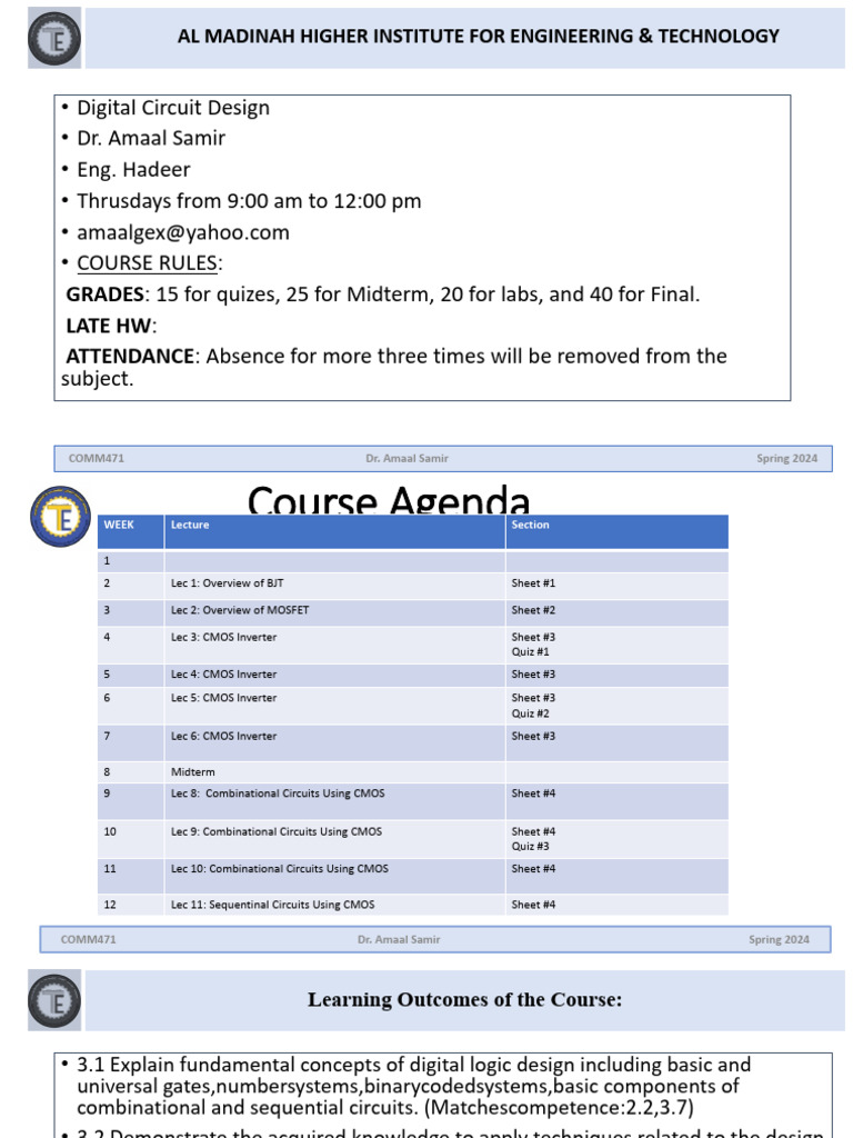 Lect 1 Digital Circuit Signal Comm 471 | PDF