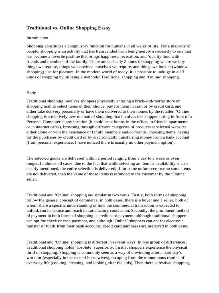 Traditional Vs Online Shopping | PDF