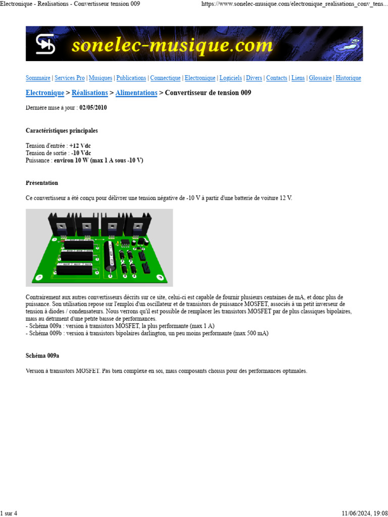 Electronique - Realisations - Convertisseur Tension 009 | PDF