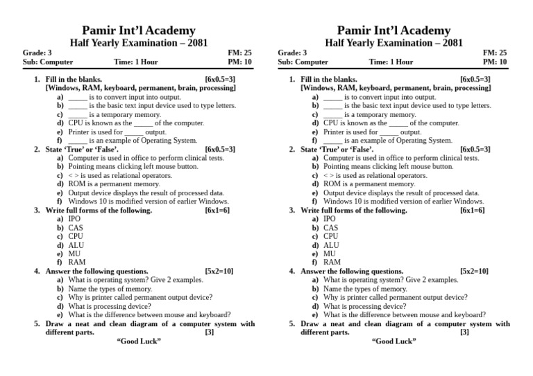 Grade 3 Computer | PDF