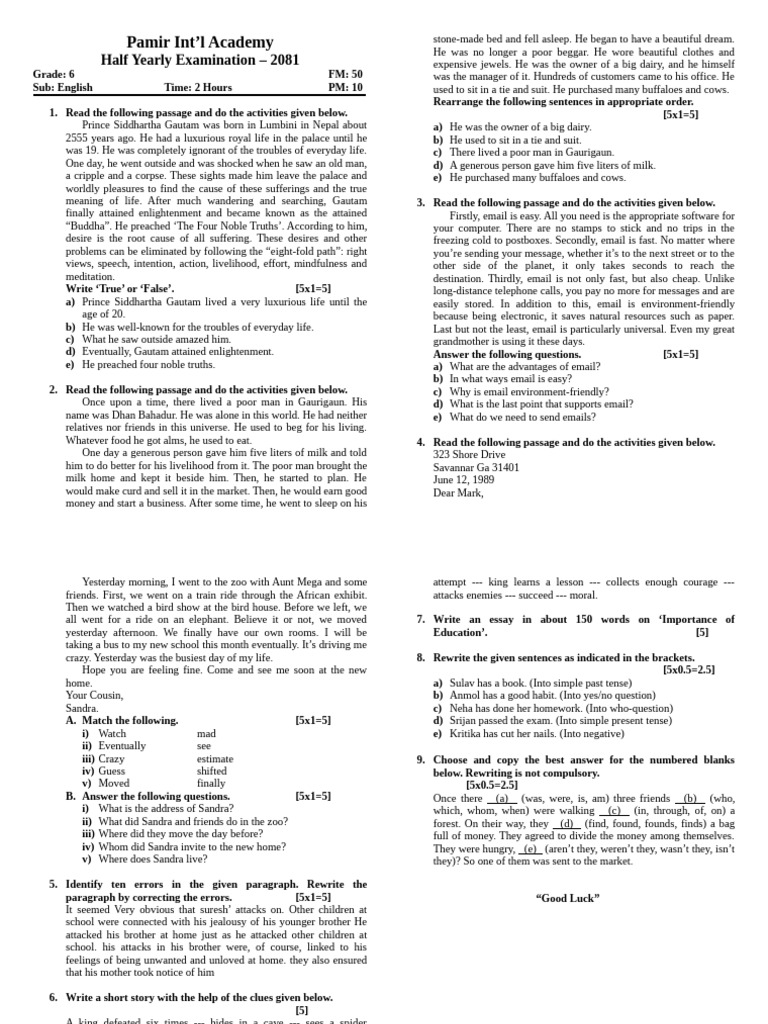 Grade 6 English | PDF