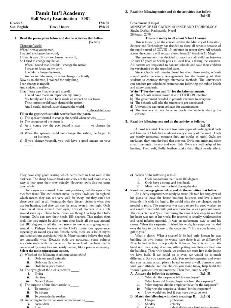 Grade 8 English | PDF