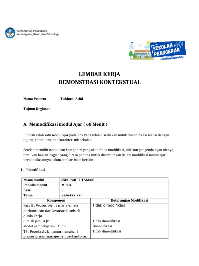 LK16 Modifikasi Modul Ajar | PDF