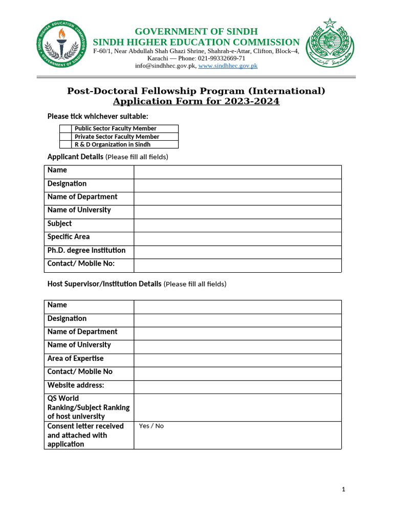 Application-Form-International-Post-Doc | PDF