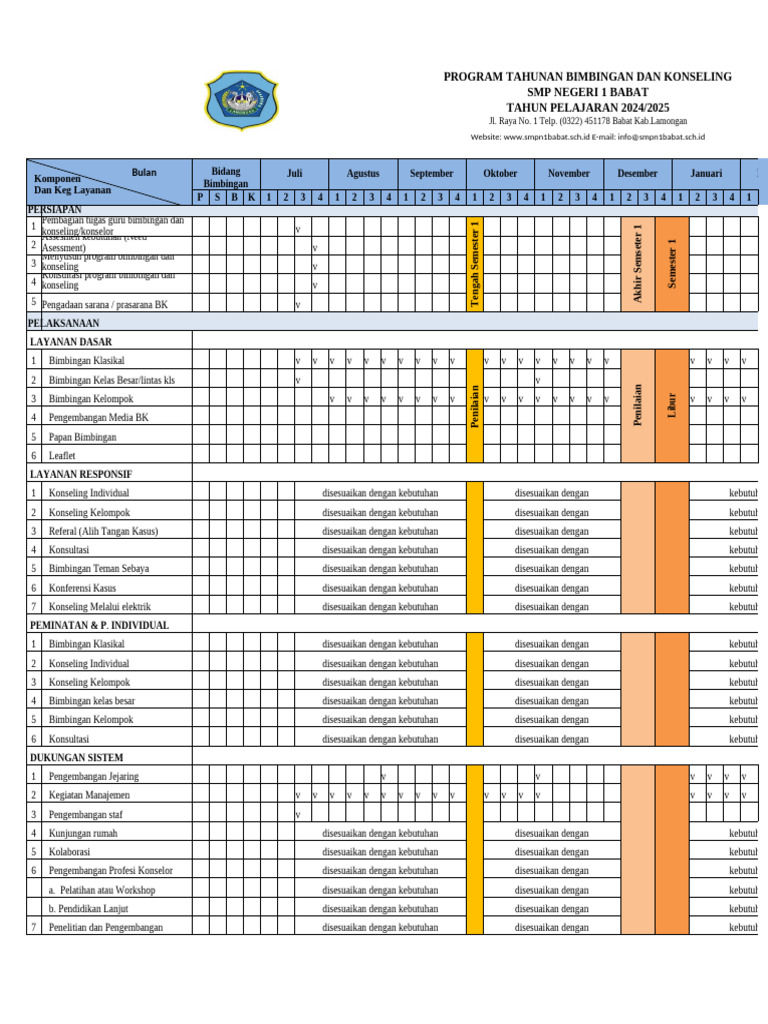 Prota BK SMPN 1 Babat 2024-2025 | PDF