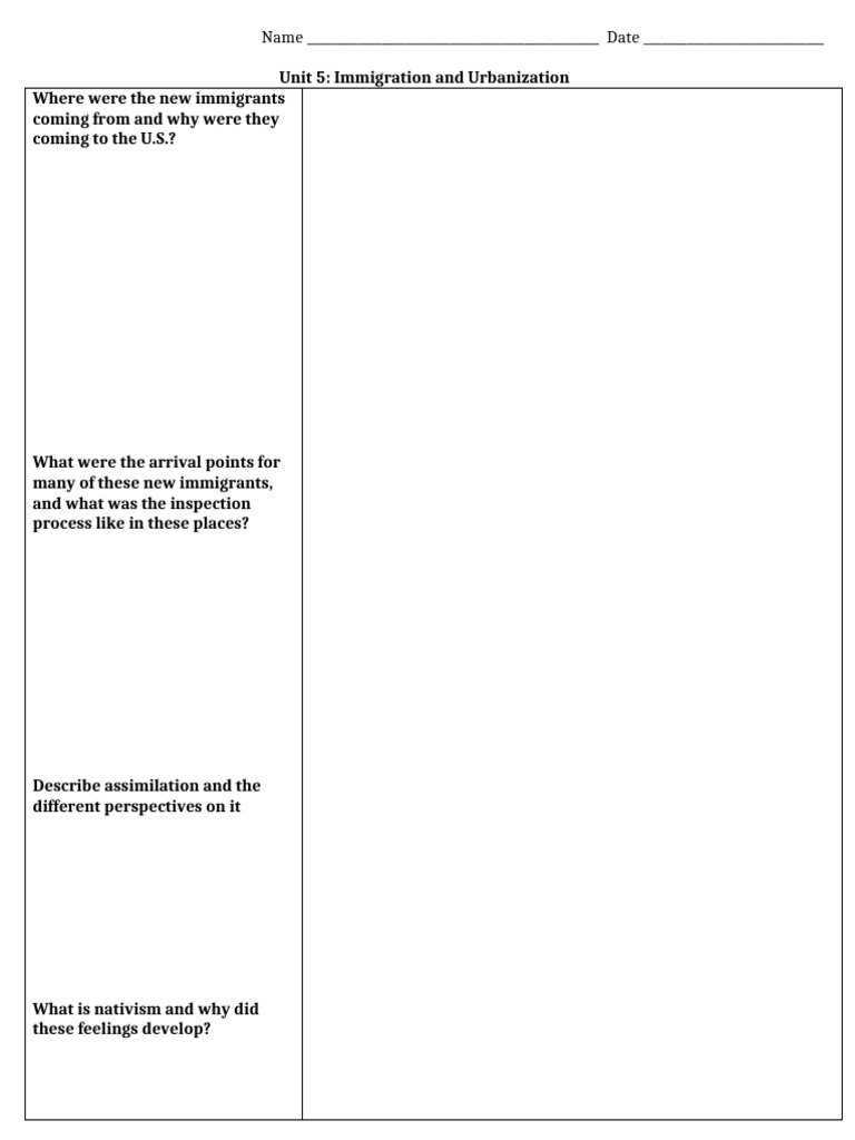 Immigration and Urbanization | PDF