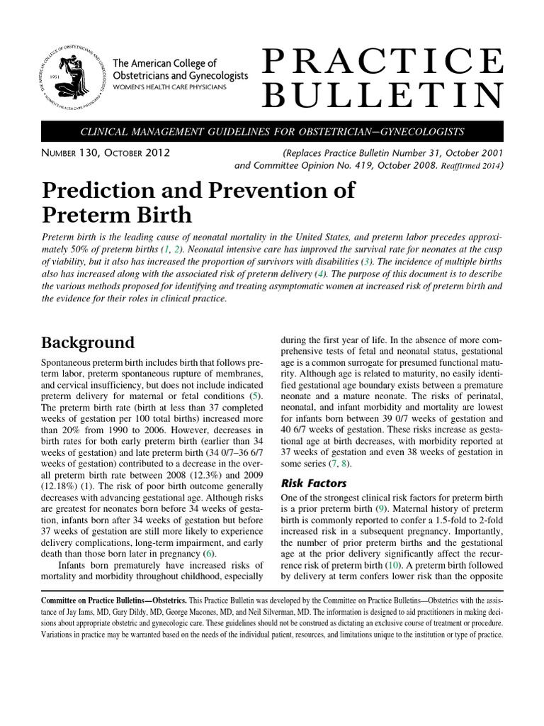 Prediction and Presentation of Preterm Birth | PDF | Preterm Birth ...