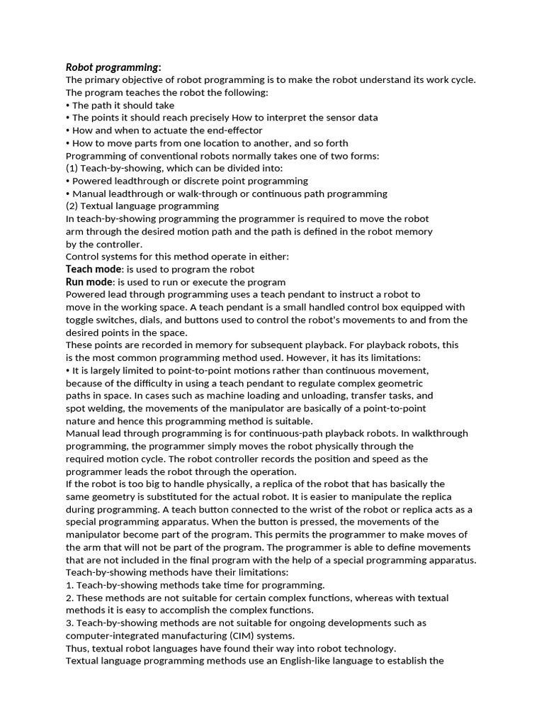 Robot Programming | PDF