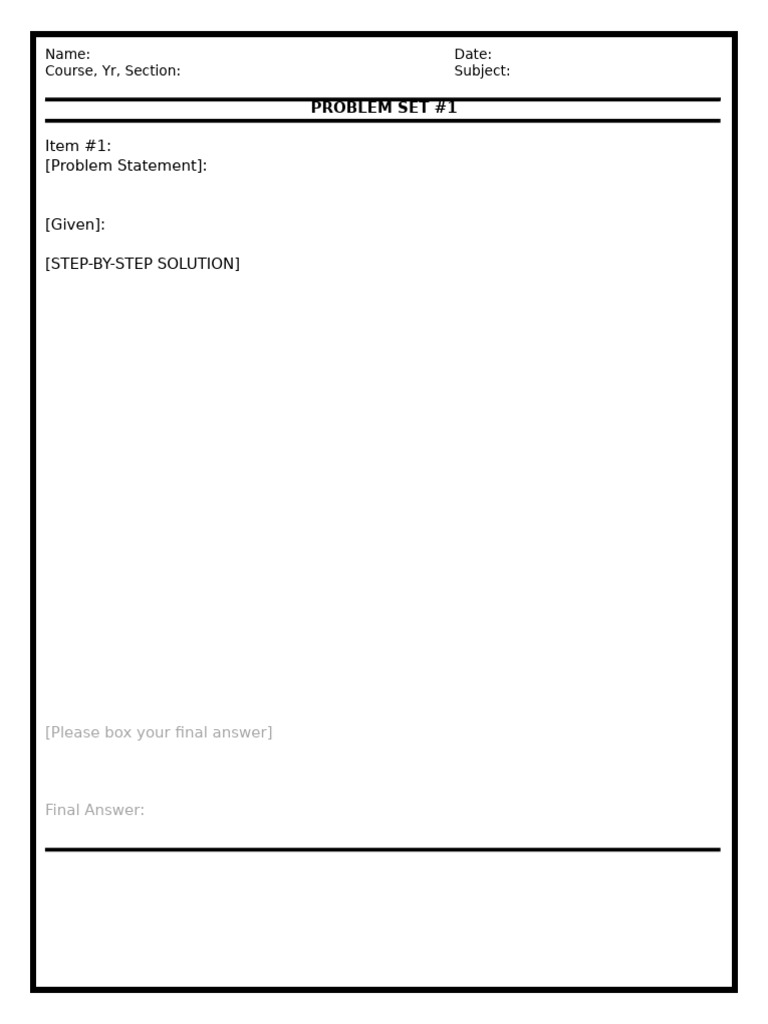 Problem Set Solution Template | PDF Problem Set Solution Template | PDF