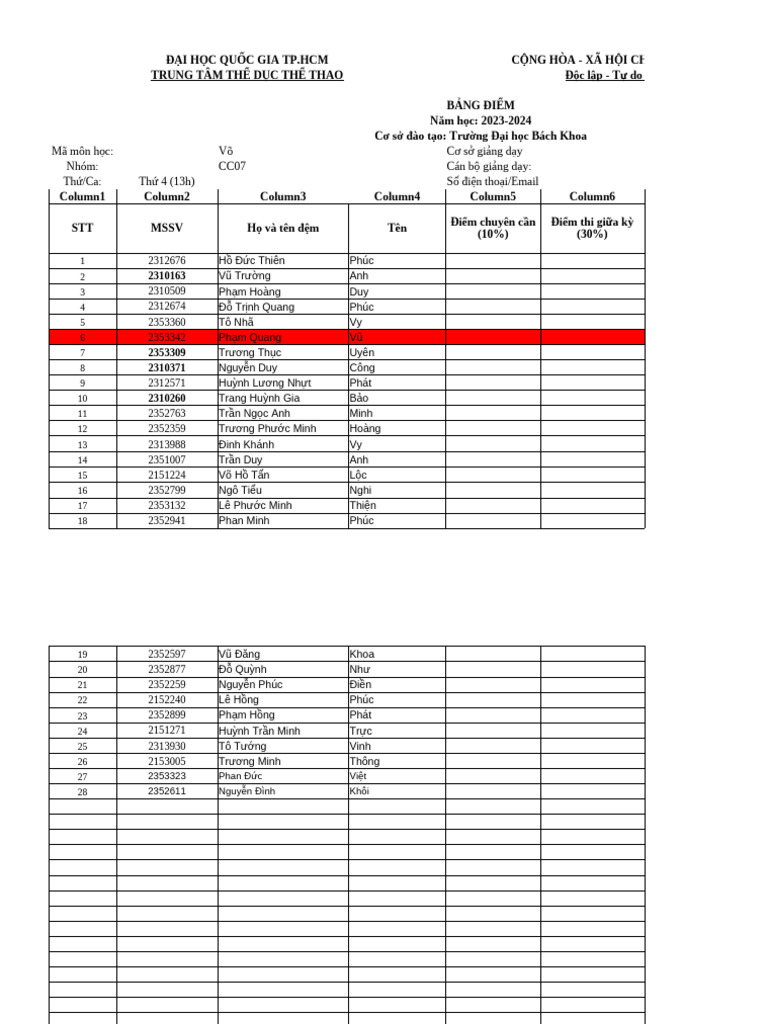 V-CC07-Danh Sach Lop | PDF