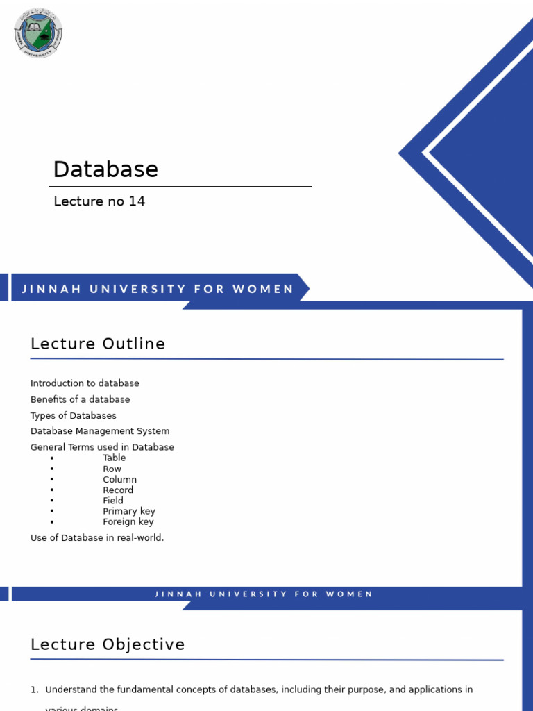 Lecture 14 Database | PDF