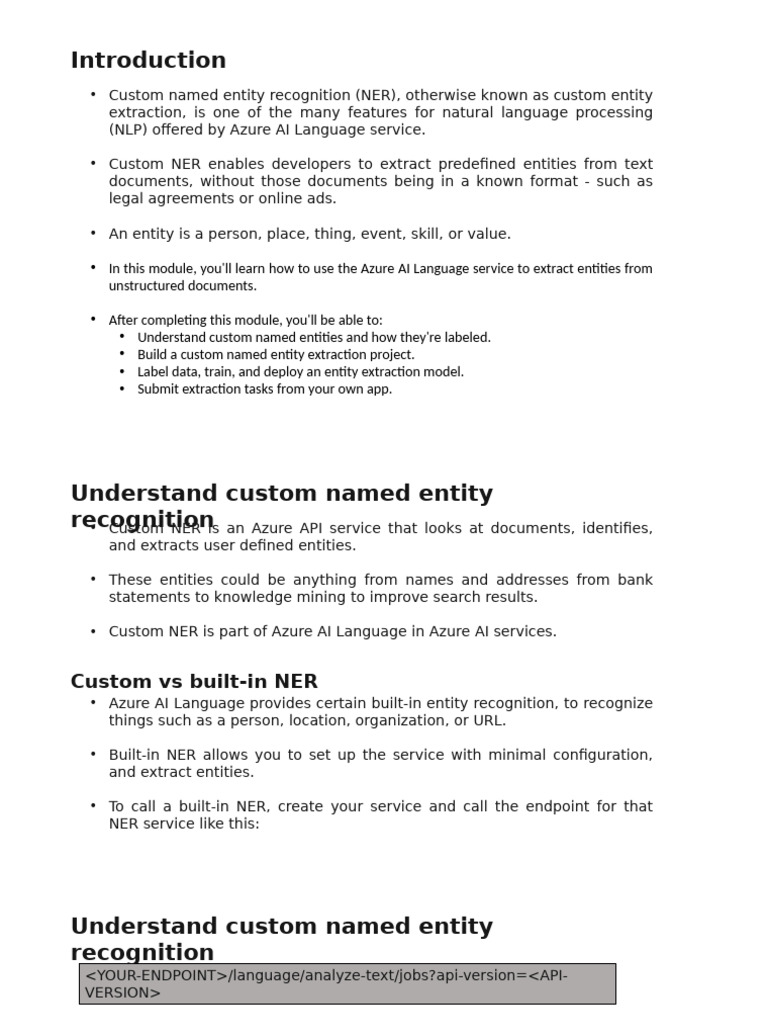 05 Custom named entity recognition | PDF
