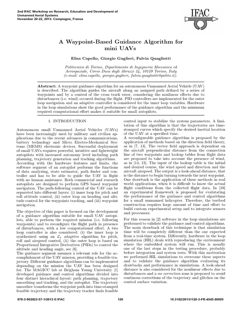 A Waypoint-Based Guidance Algorithm For | PDF