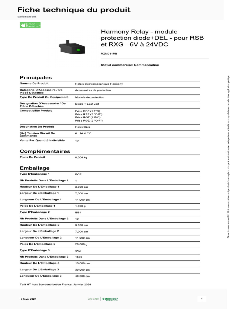 Schneider Electric - Harmony-Relais-électromécaniques - RZM031RB | PDF