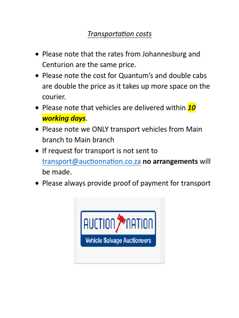 Transportation Costs - Updated | PDF