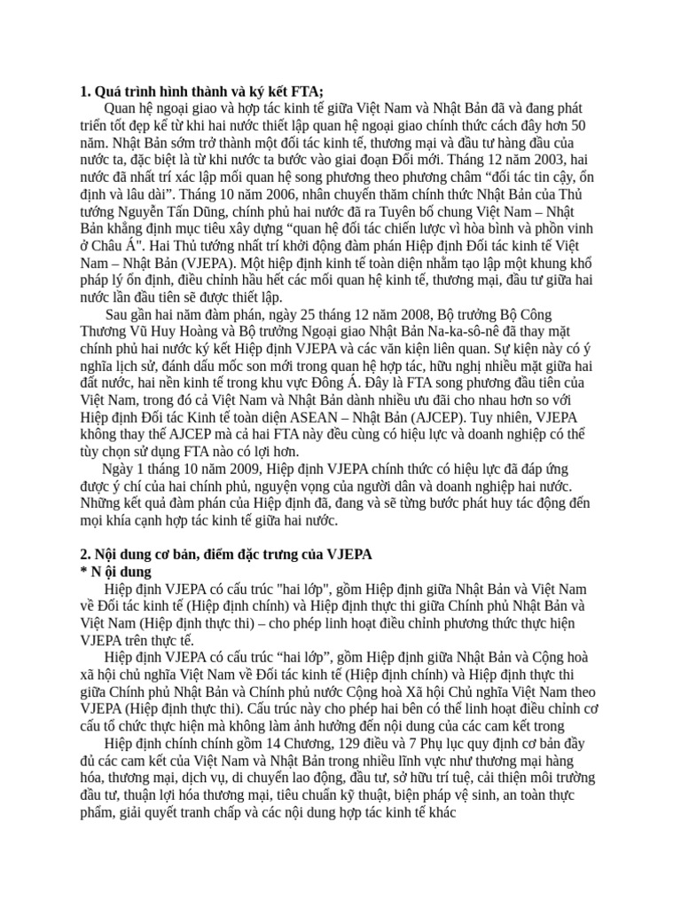 Quá trình hình thành và ký kết FTA | PDF