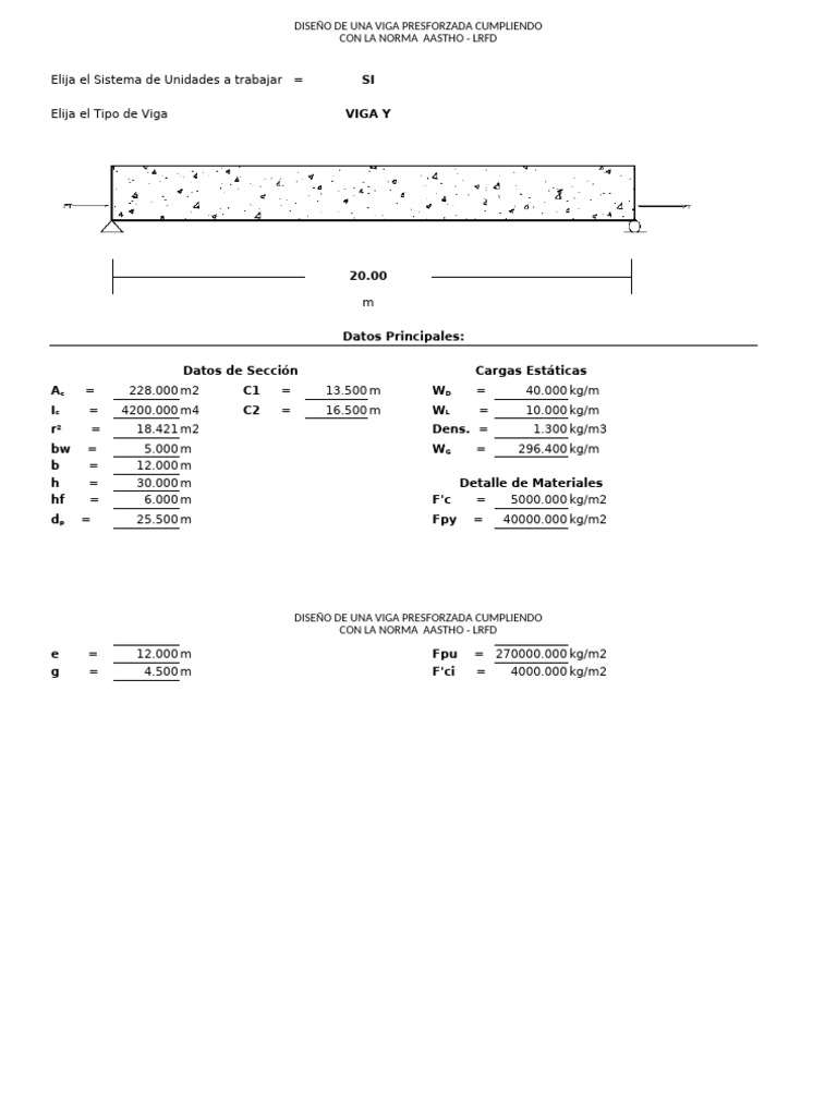 Diseño de Viga Presforzada | PDF