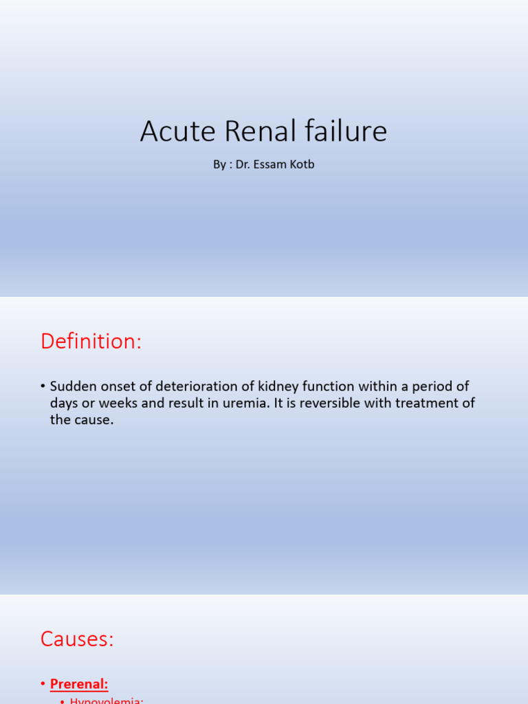 Acute and Chronic Renal Failure | PDF