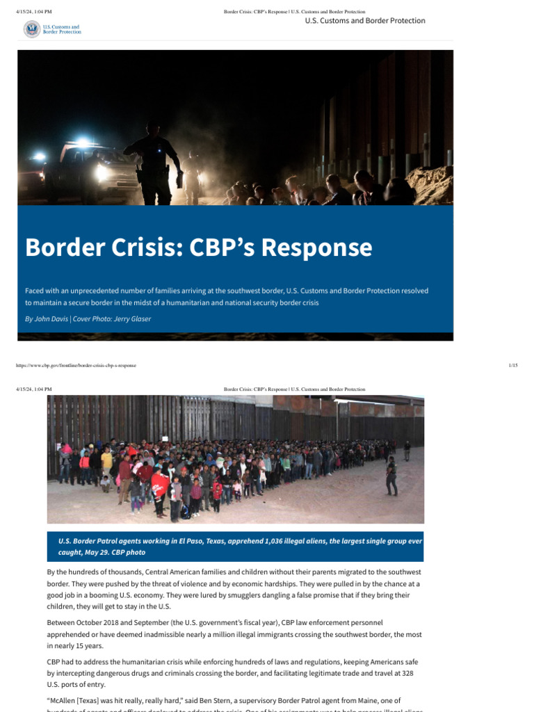 Border Crisis - CBP's Response - U.S. Customs and Border Protection | PDF