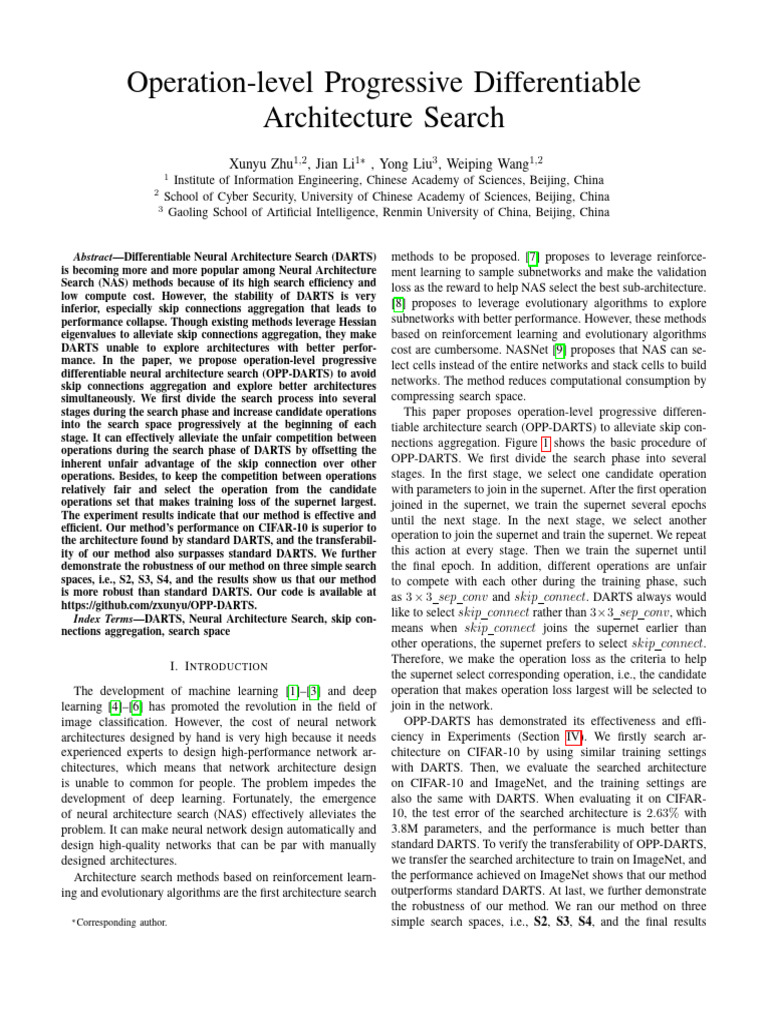 Operation-Level Progressive Differentiable Architecture Search | PDF