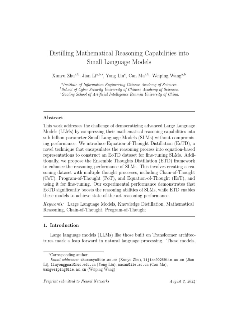 Distilling Mathematical Reasoning Capabilities Into Small Language ...