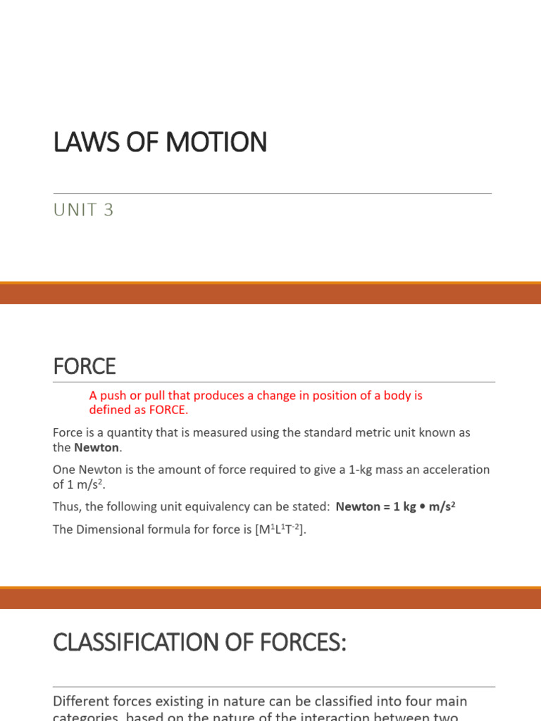 Unit 2-Force and Newtons Laws-M1 | PDF