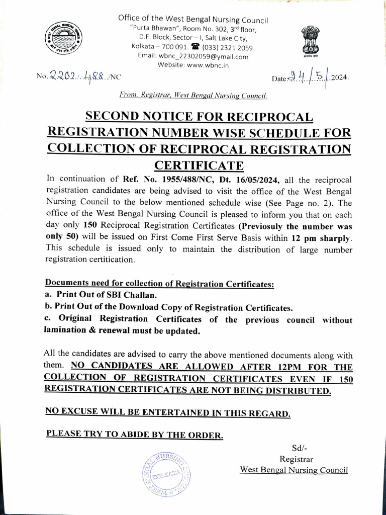No.Q202/.488.NC: Second Notice For Reciprocal Collection of Reciprocal ...