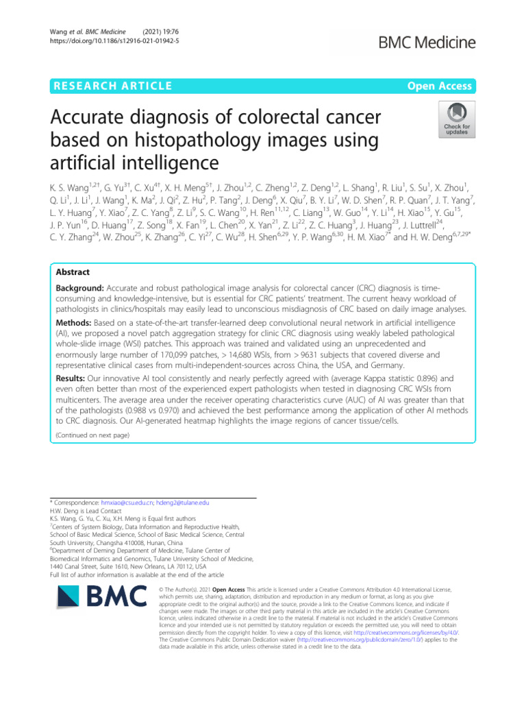 2 - Accurate Diagnosis of Colorectal Cancer | PDF
