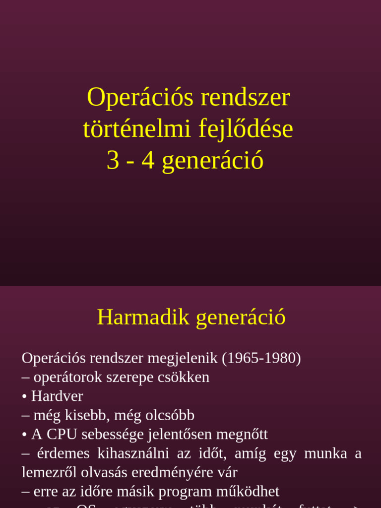 05 - Op. Rendszer Fejlodese, 3-4 Generacio | PDF