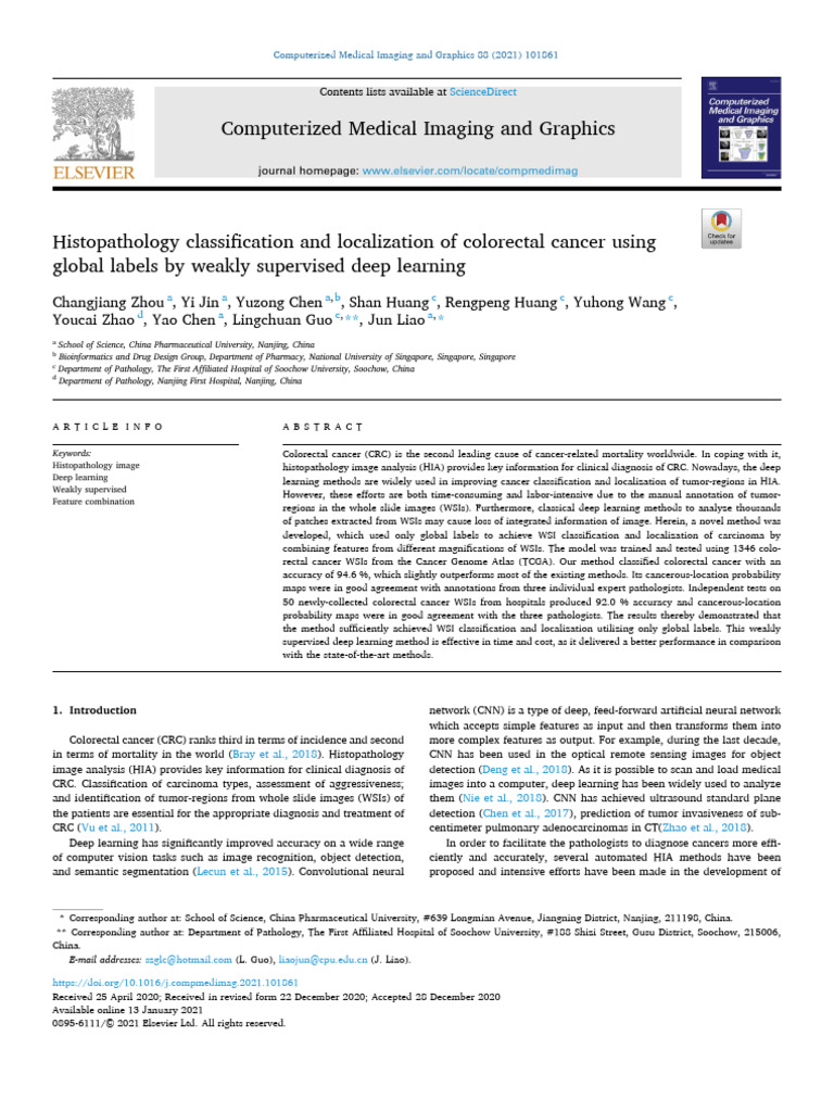19 - Histopathology Classification and Localization of Colorectal Cancer Using Global Labels by ...