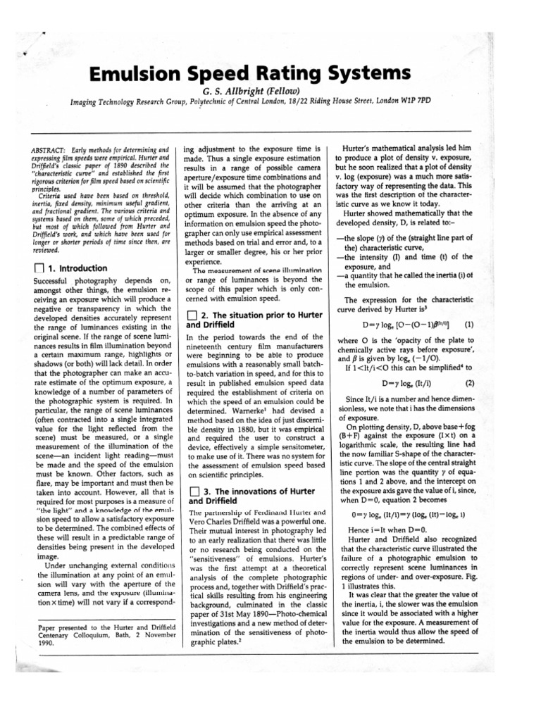 Emulsion Speed Rating System | PDF