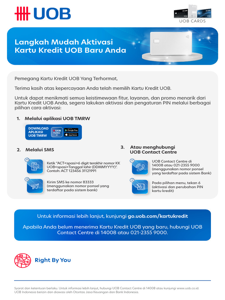 Berbagai Cara Aktivasi Kartu UOB | PDF