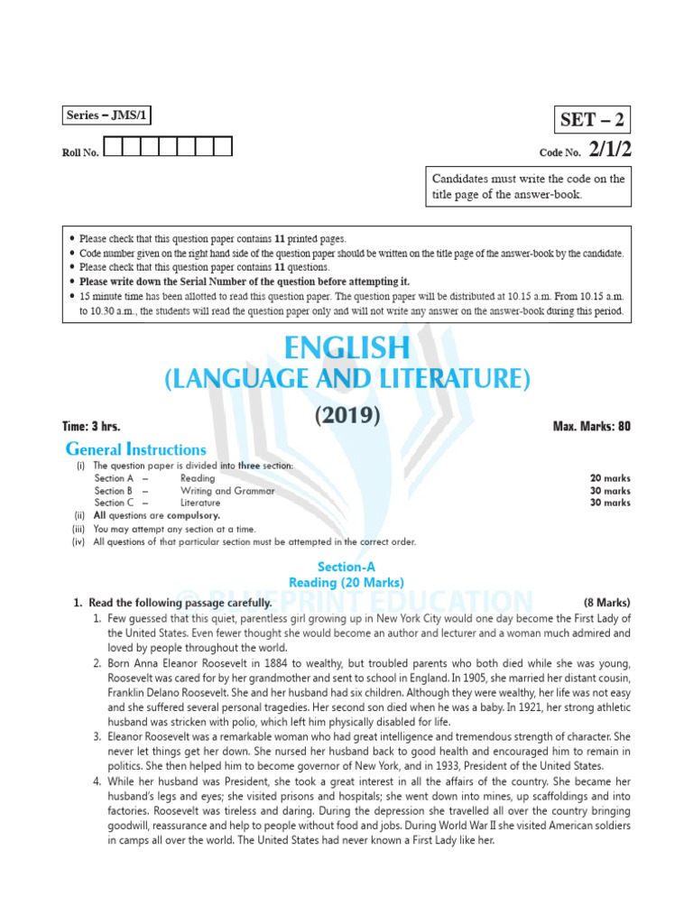 CBSE Solved Paper 2019 English Language Literature | PDF | Snake ...