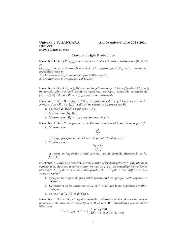 TD Processus MPCI | PDF | Probability | Teaching Methods & Materials