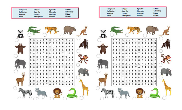 Wordsearch Animals | PDF