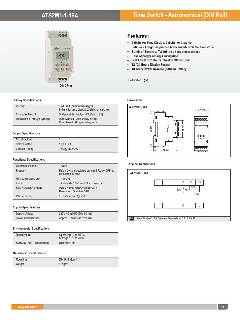 ATS2M1 1 16A 230V - Datasheet | PDF
