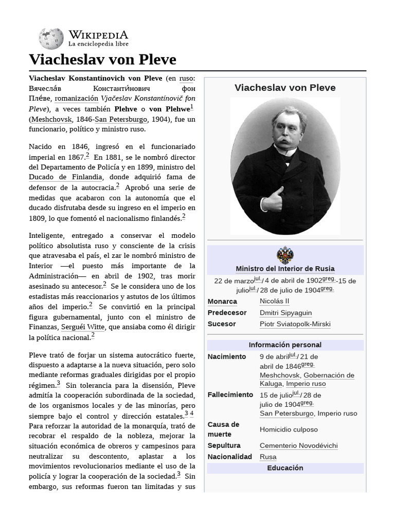 Viacheslav Von Pleve | PDF