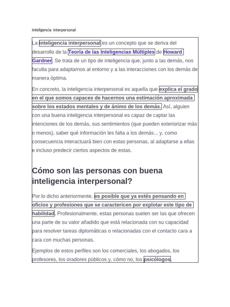 Mejora tu inteligencia interpersonal | PDF | Inteligencia | Relaciones ...