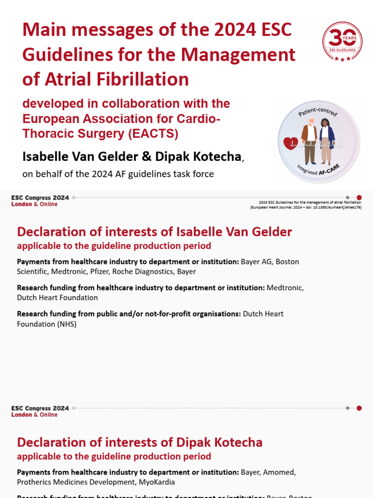 Main Messages of The 2024 ESC Guidelines For The Management of Atrial ...