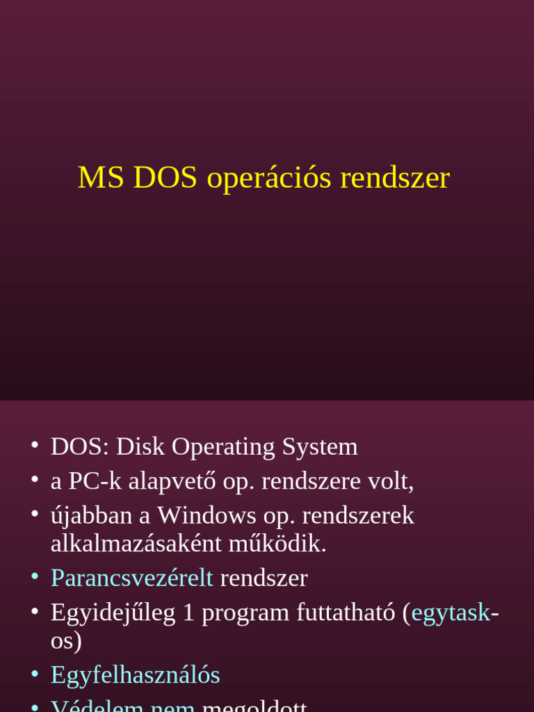 08 - MS DOS Operacios Rendszer | PDF