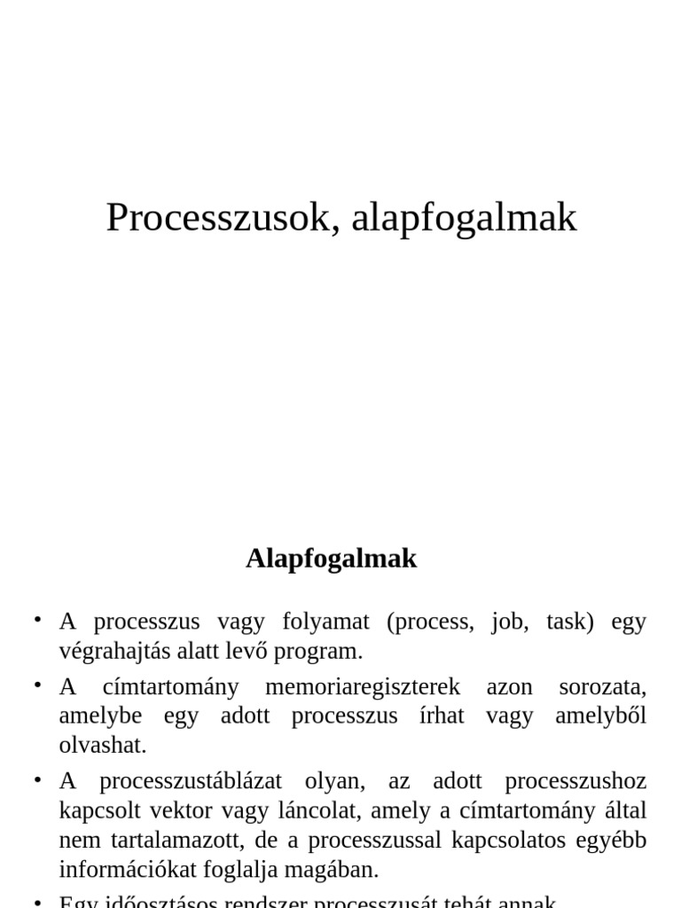 10 - Processzusok-Alapfogalmak | PDF
